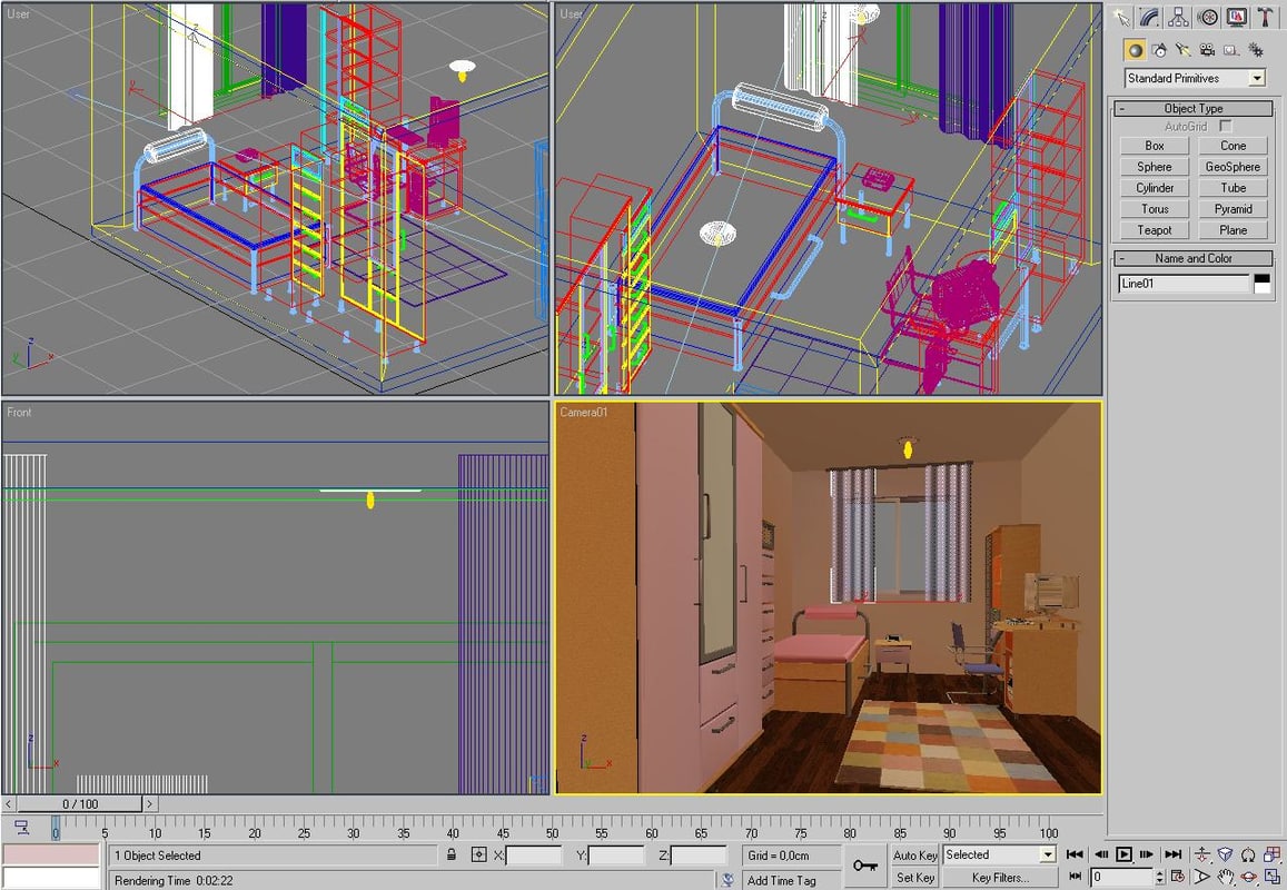 bed bedroom teenage 3d dwg