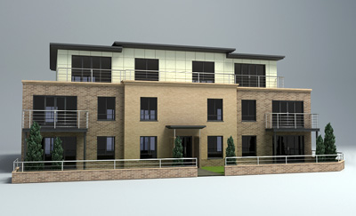 3d model of 3 storey apartment modern