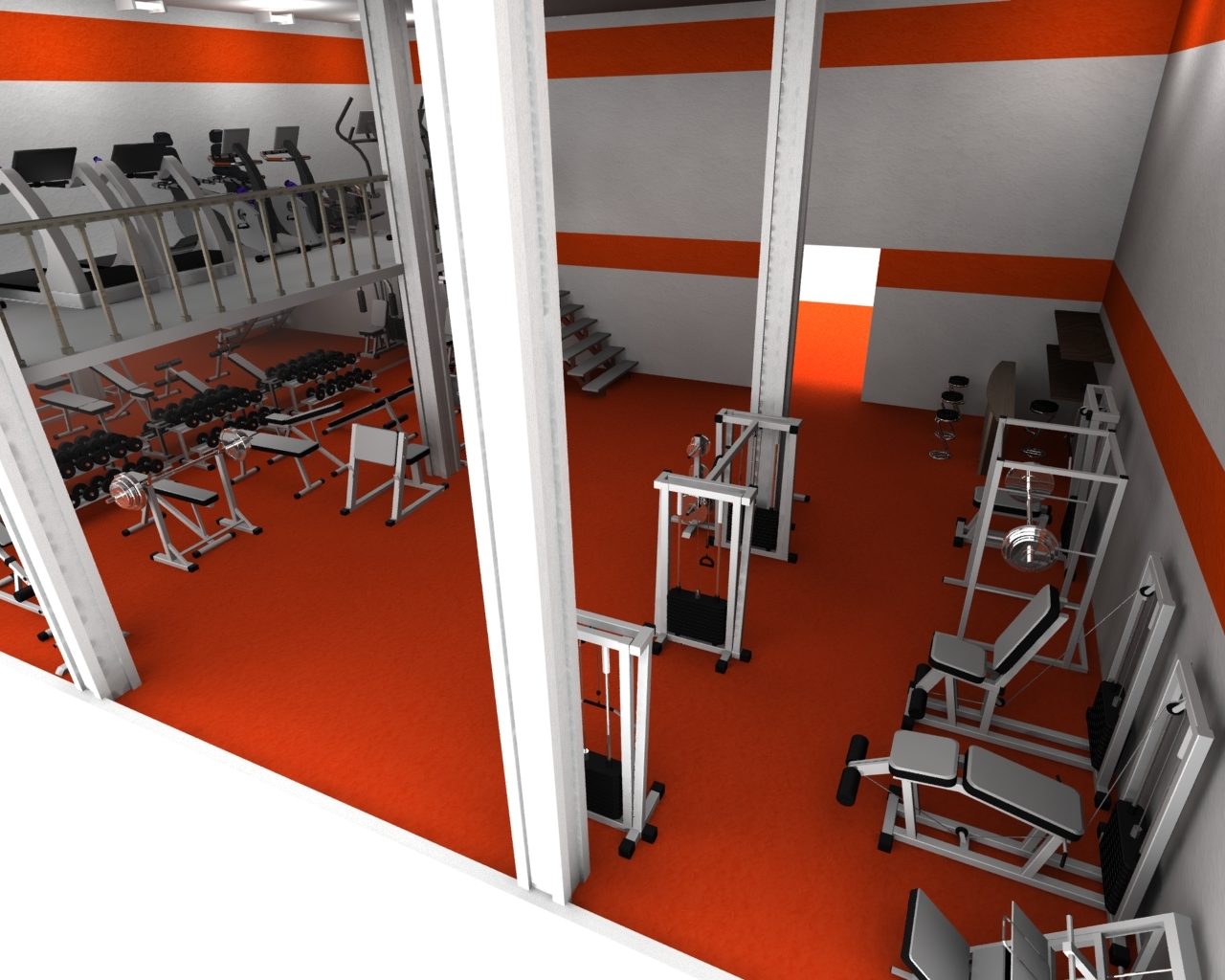 3d model of gym fitness