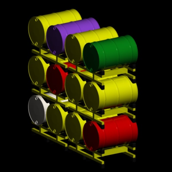 3d model 55 gallon drum rack