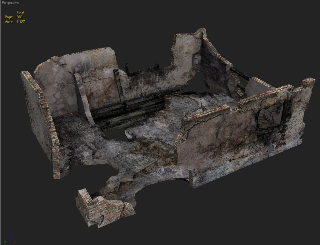 destroyed building 3d model