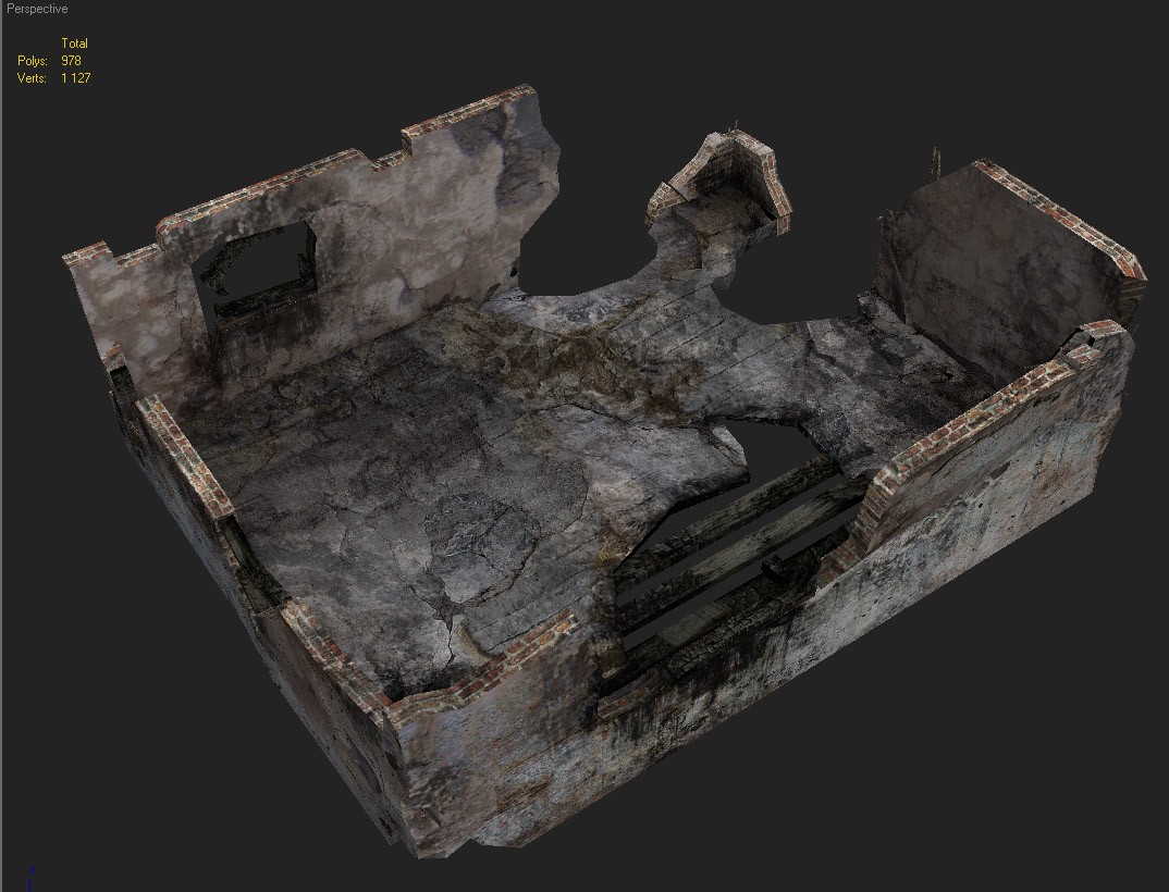destroyed building 3d model