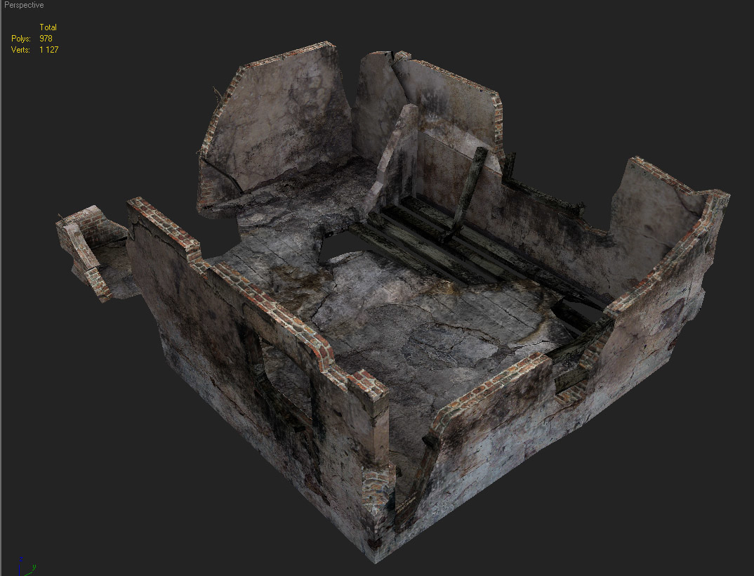 destroyed building 3d model