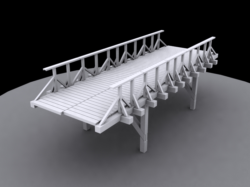 wooden bridge 3d model