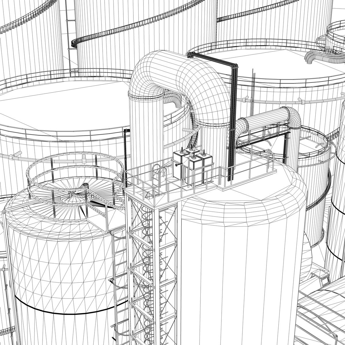 3d model industrial factory 03 tank