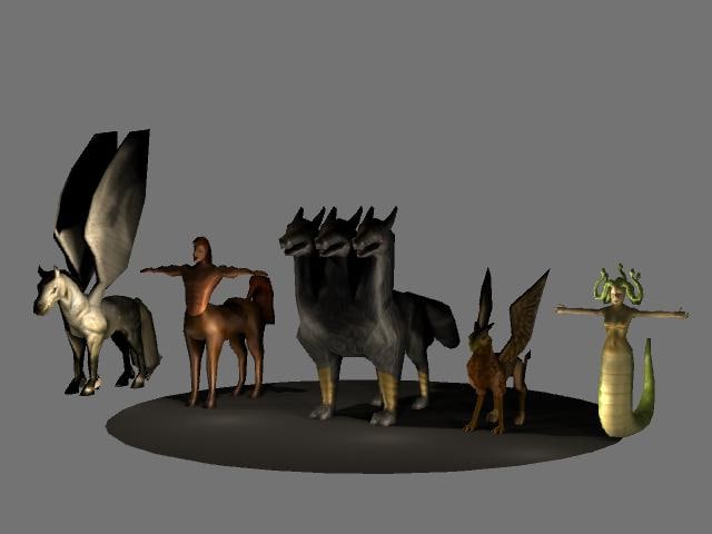 maya creature pegasus centaur cerberus