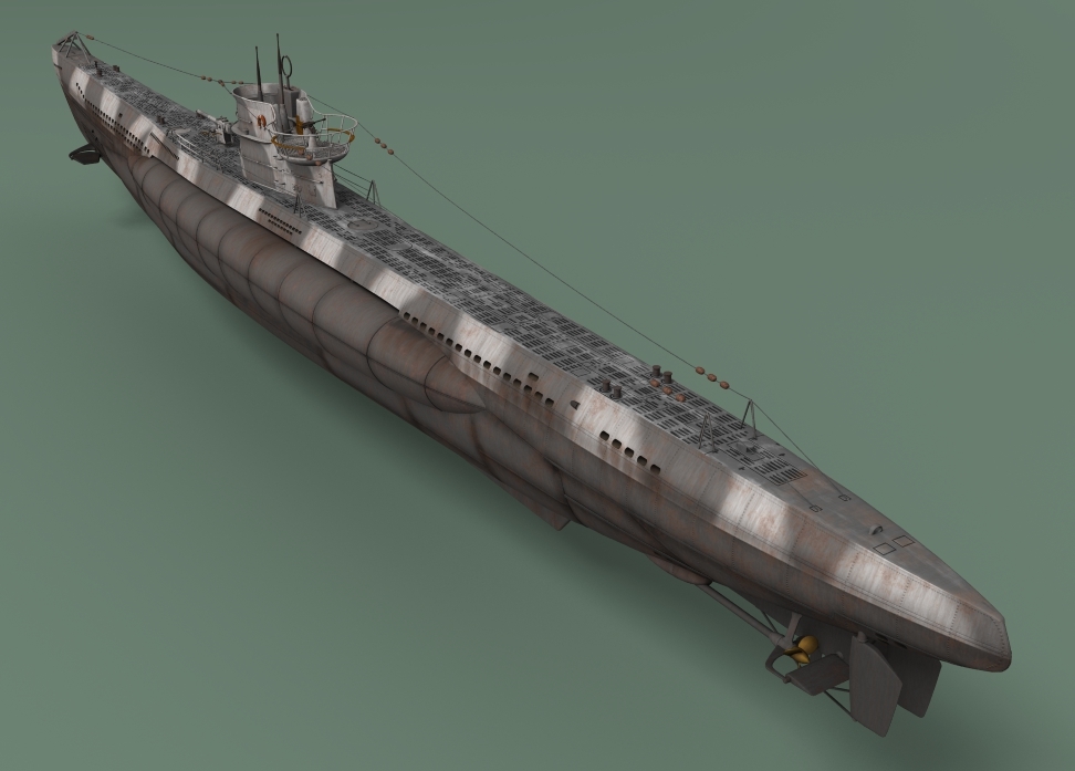 ww2 german u-boat viic 3d model