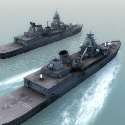 damaged navy ships 3d model