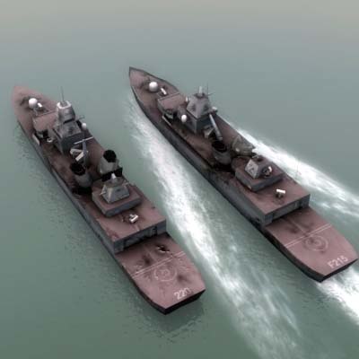 damaged navy ships 3d model