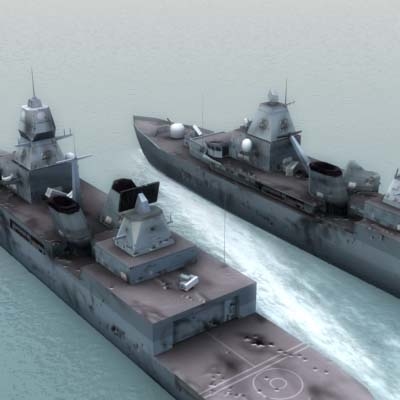 damaged navy ships 3d model