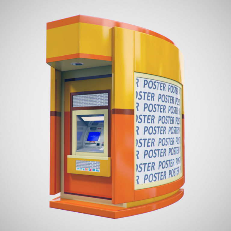 3D Maya atm cash machine