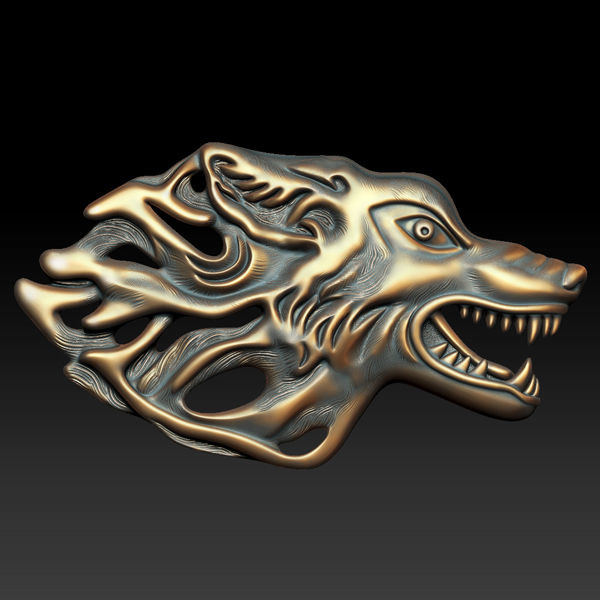 3d western wolf relief
