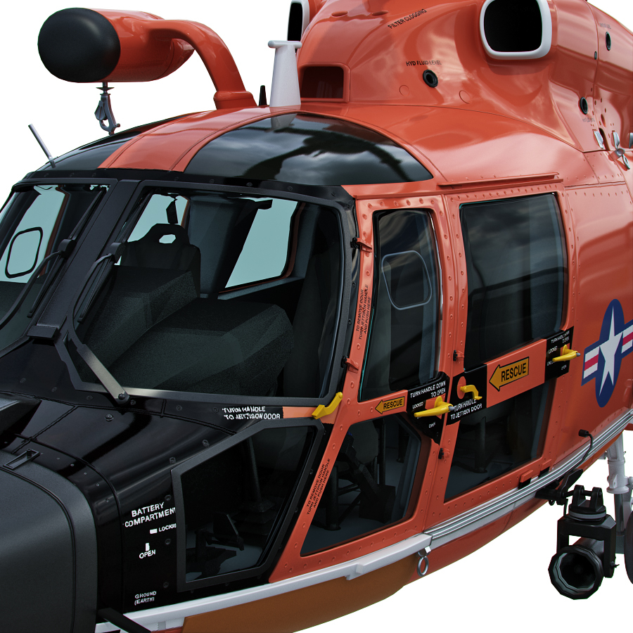3d uscg mh-65 dolphin helicopter model