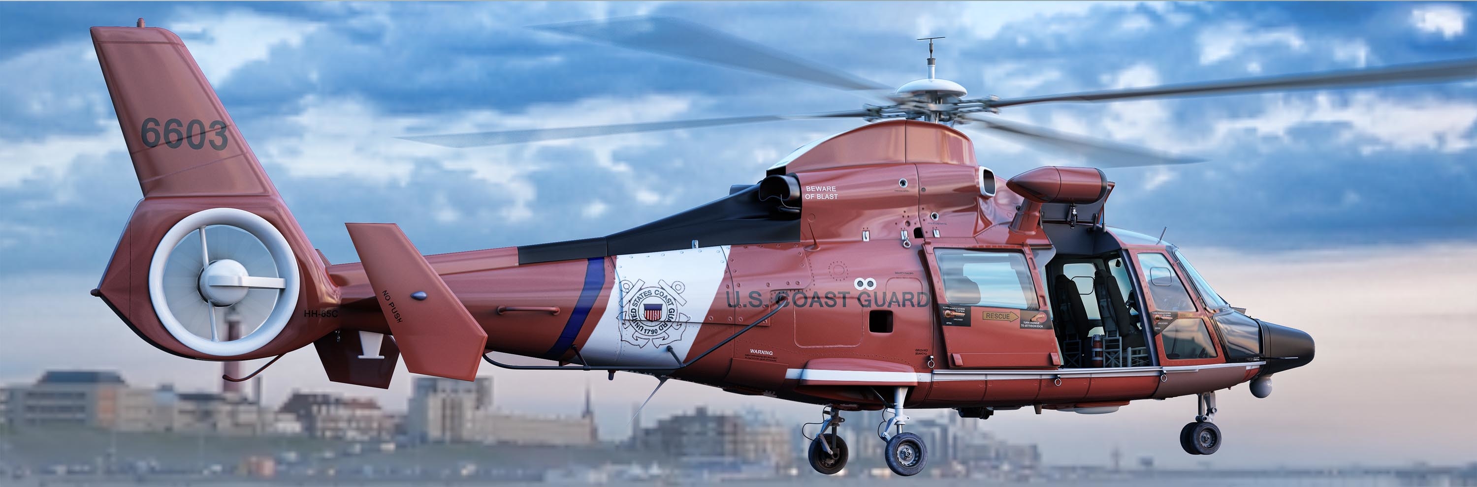 3d uscg mh-65 dolphin helicopter model