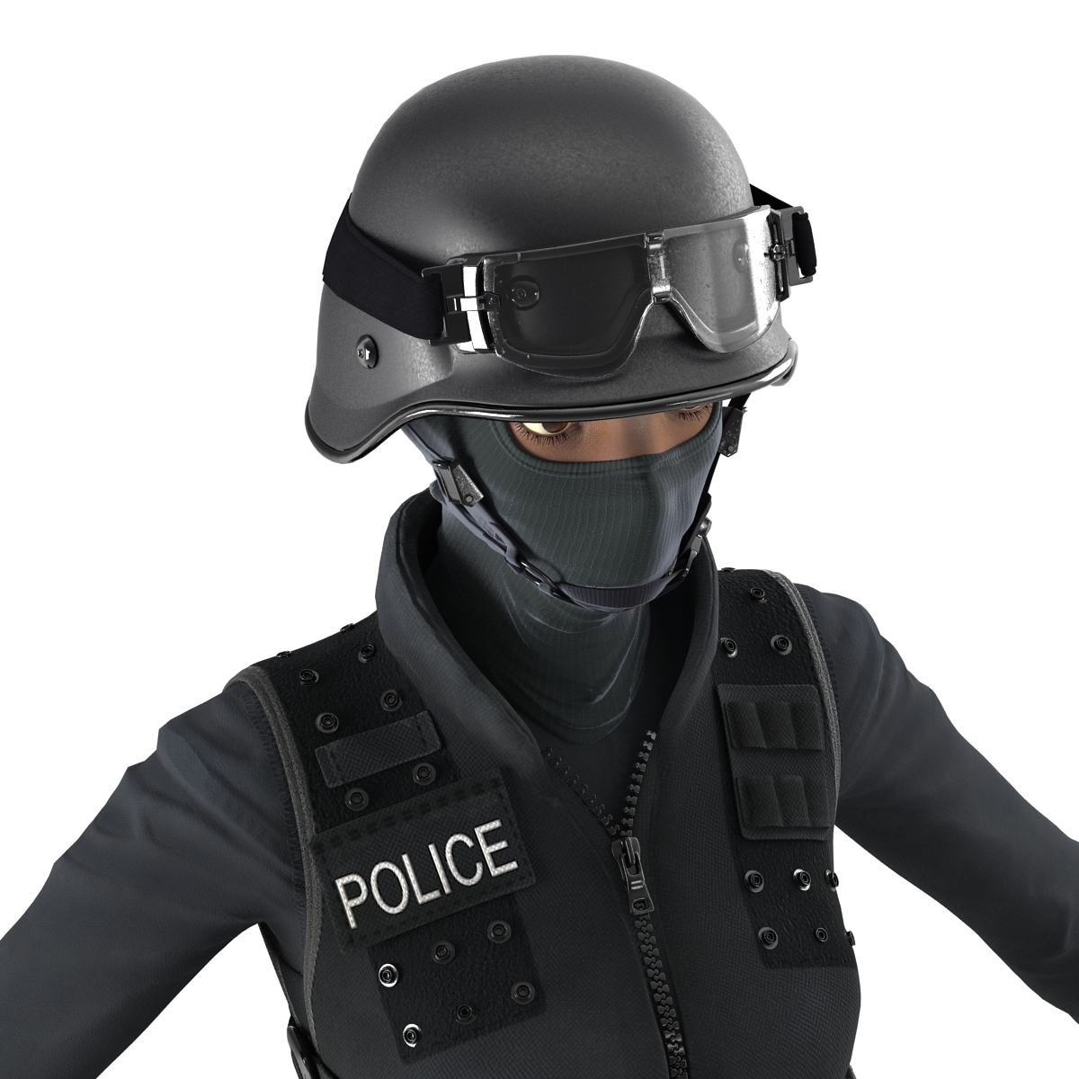 3d swat woman afro american model