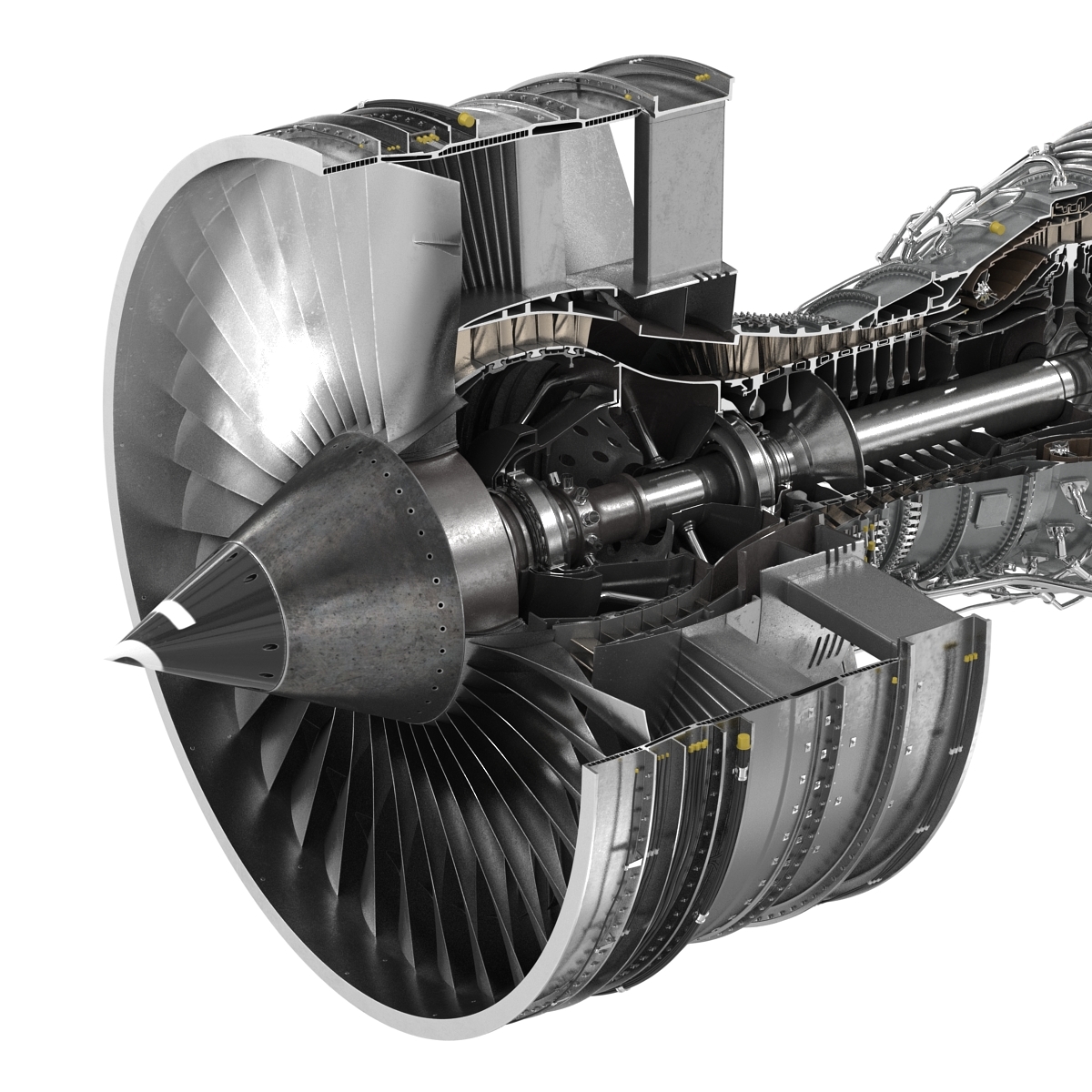 turbofan aircraft engine sectioned max