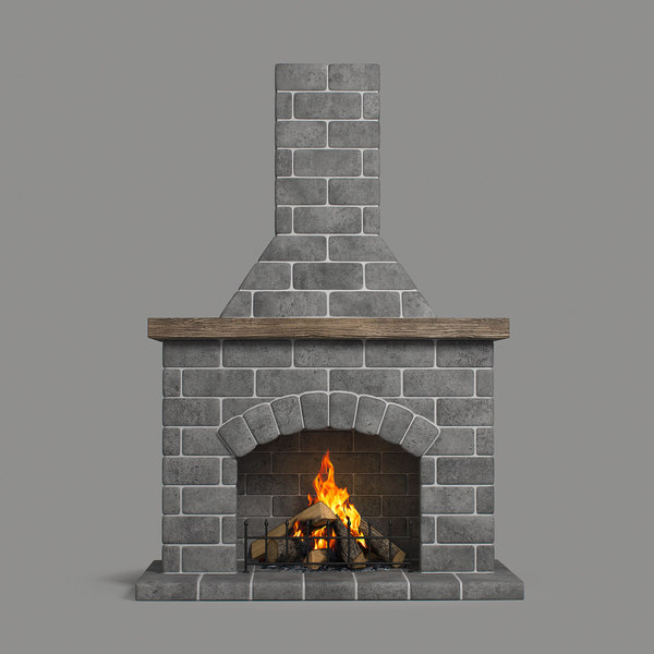 3d model fireplace place