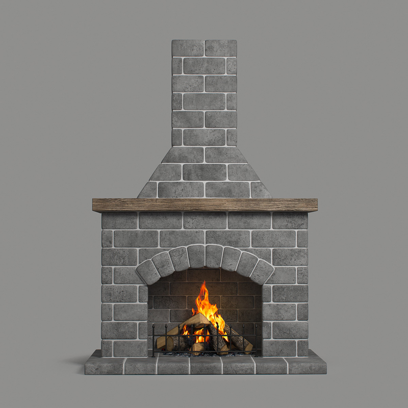 3d model fireplace place