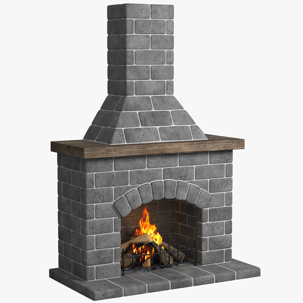 3d model fireplace place