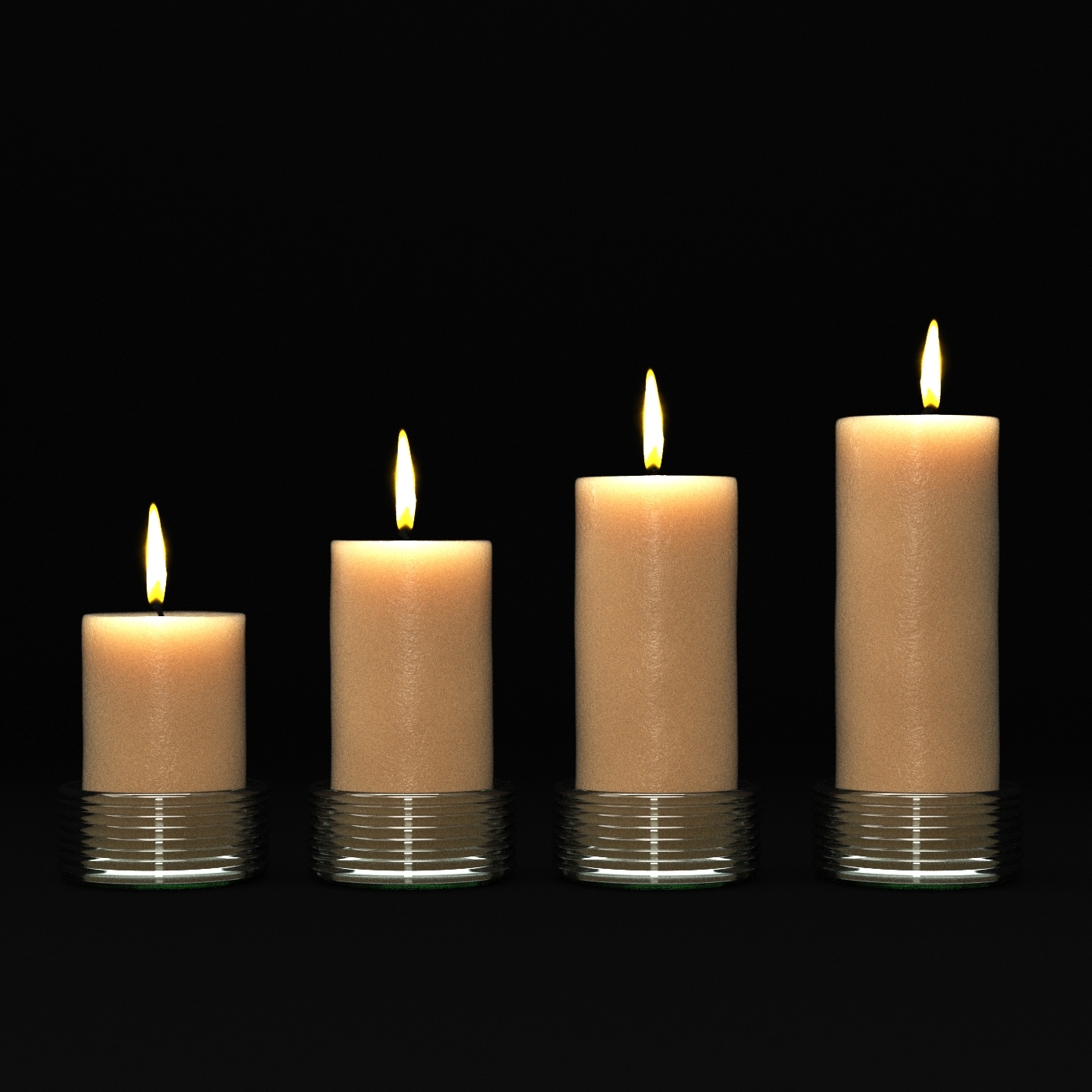 3d candles set model