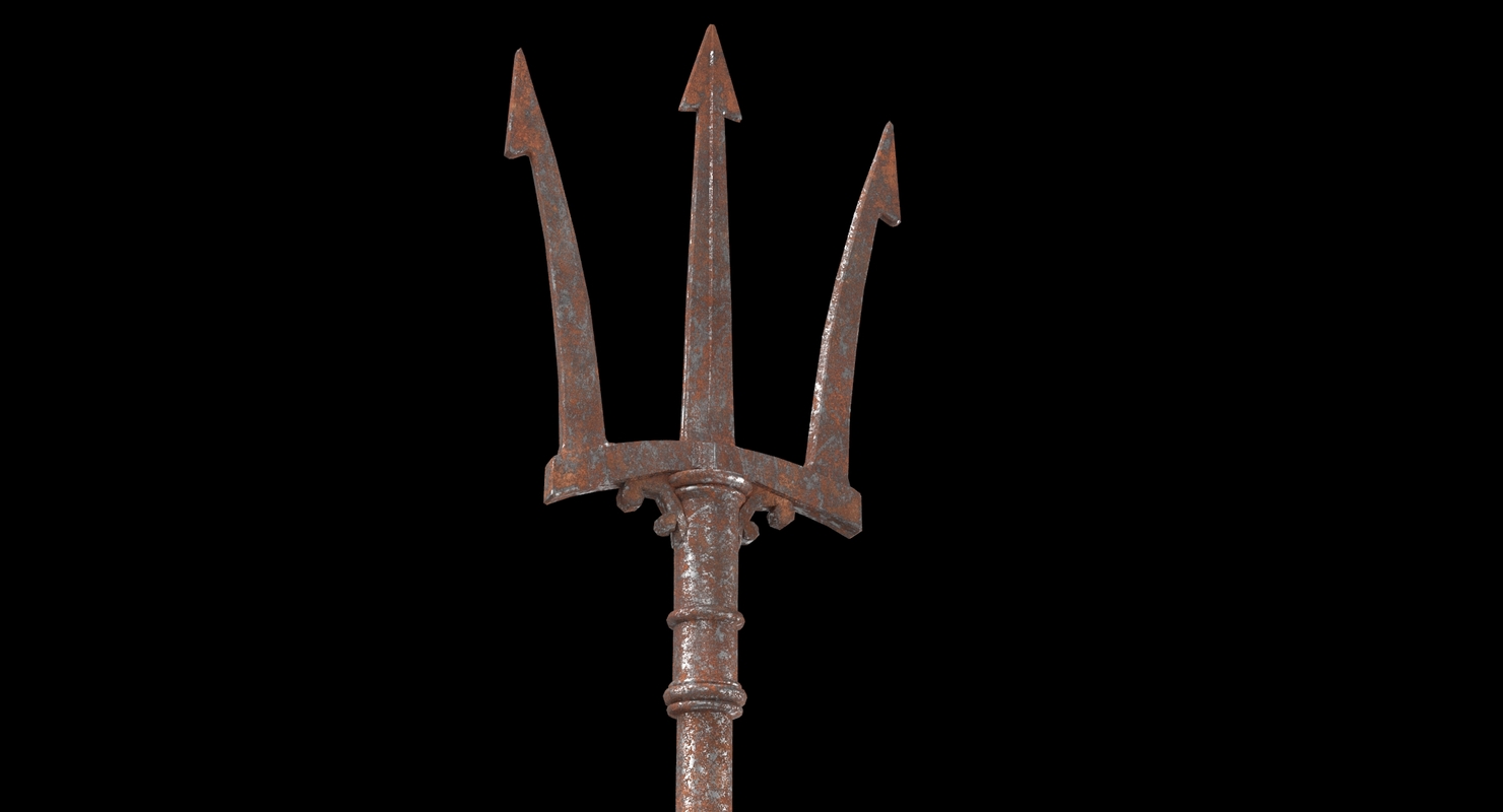 3d aged ruined trident model