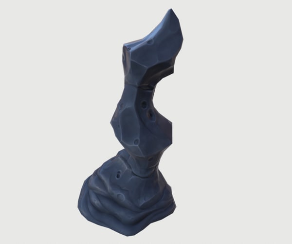 3d low-poly blue asteroid model
