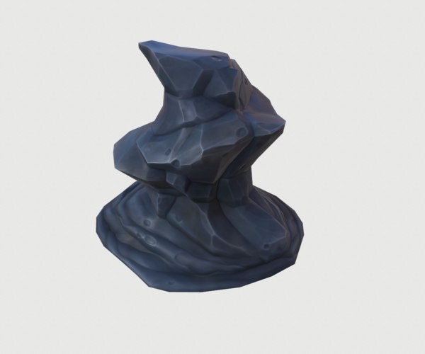 3d low-poly blue asteroid model