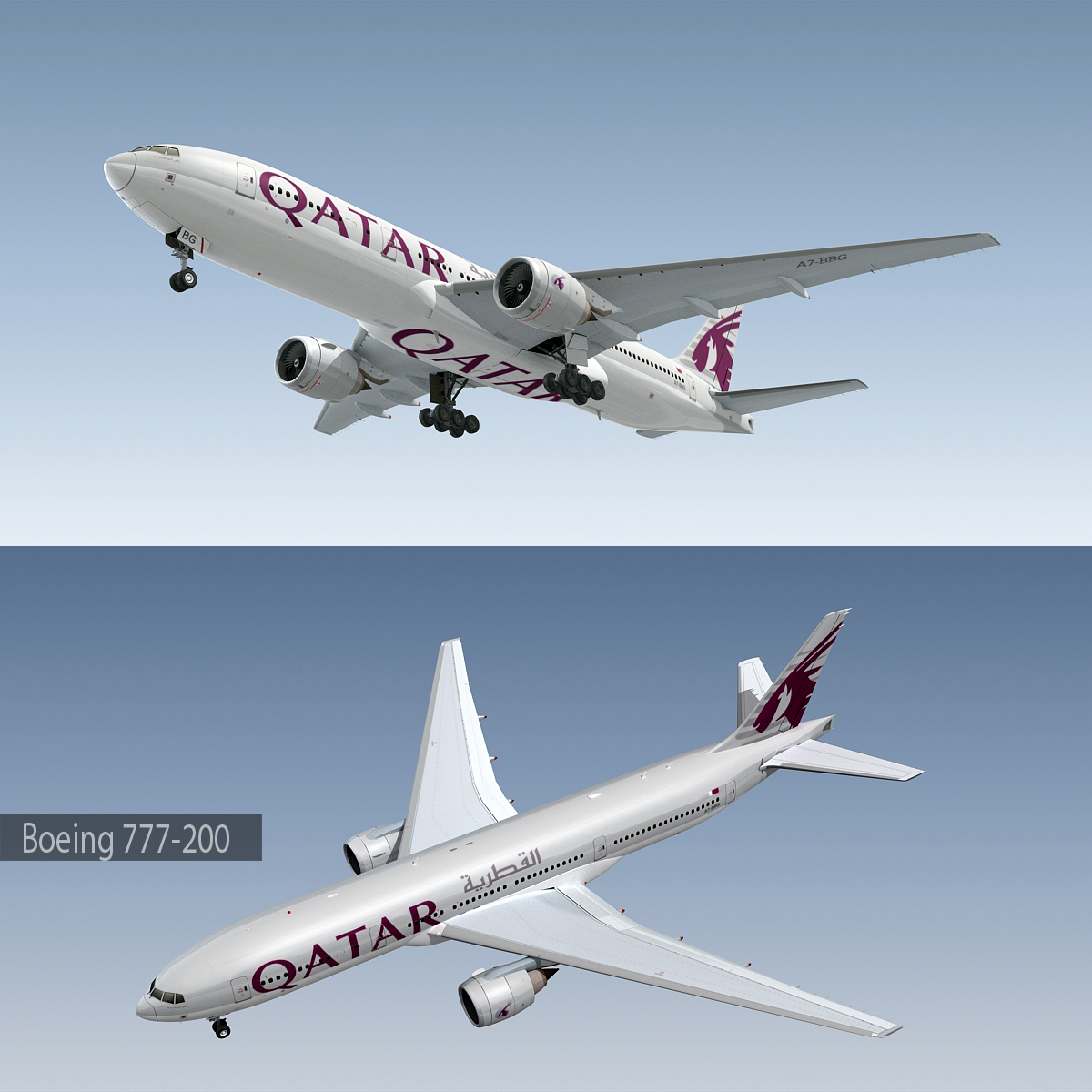 Qatar airways fleet 3D | 1147357 | TurboSquid