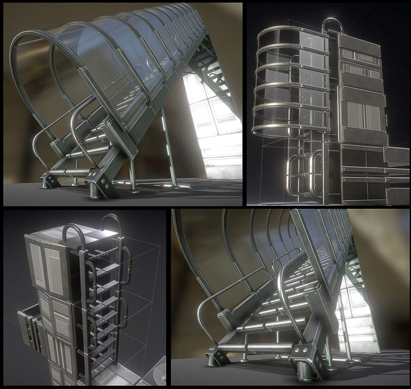 3D sci-fi ladders stairs basic | 1148111 | TurboSquid