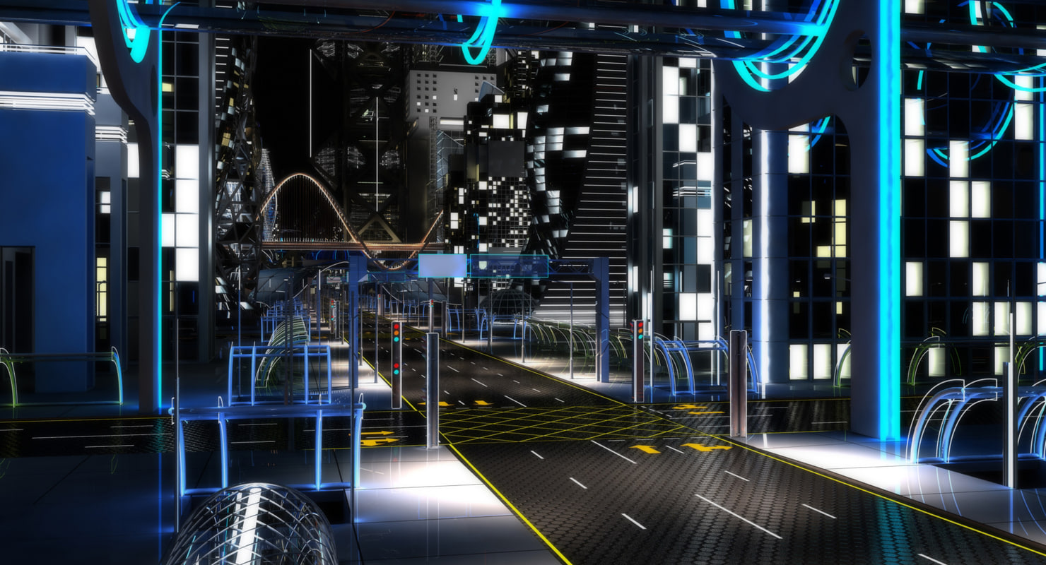 3D night future street city | 1148161 | TurboSquid