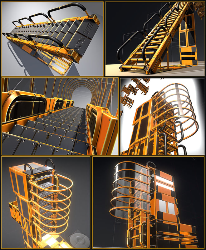 3D sci-fi ladders stairs floor model | 1148296 | TurboSquid