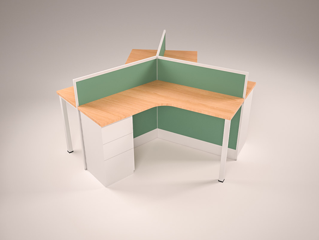 3D triple desk model | 1148693 | TurboSquid