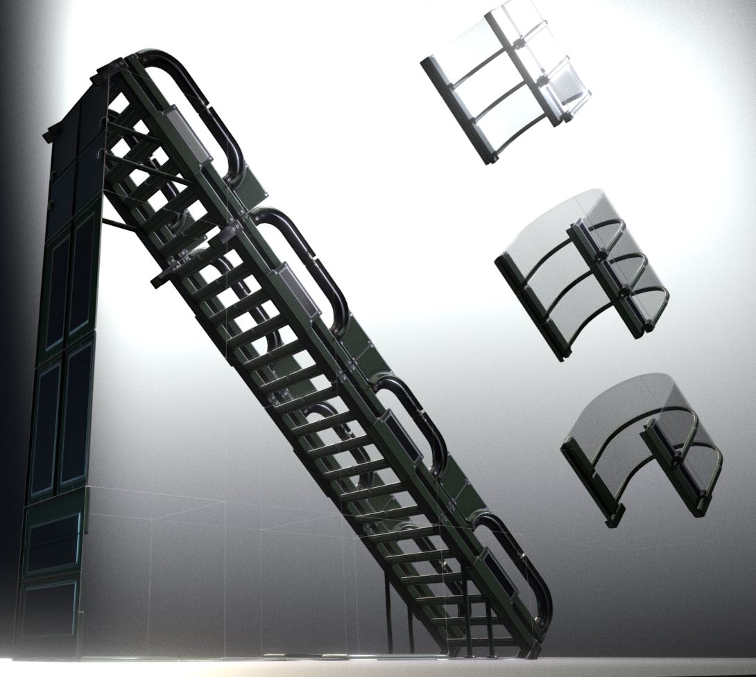 3D sci-fi ladders stairs floor model | 1149027 | TurboSquid