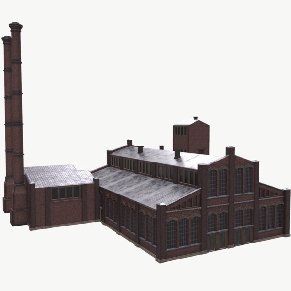 3d model old-style factory