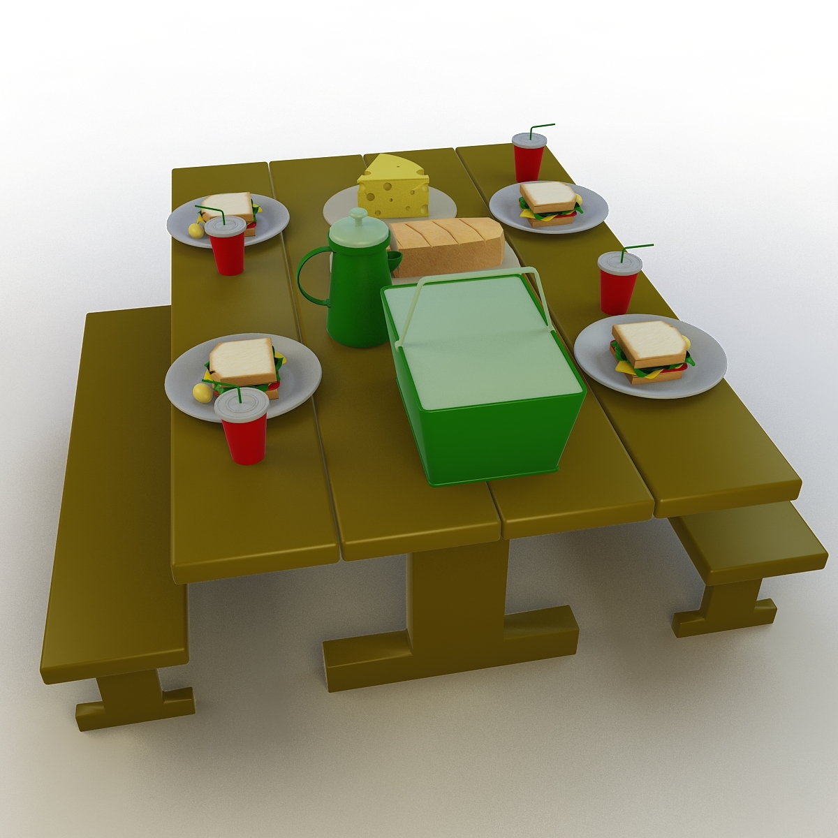 3D model cartoon picnic table - TurboSquid 1150171