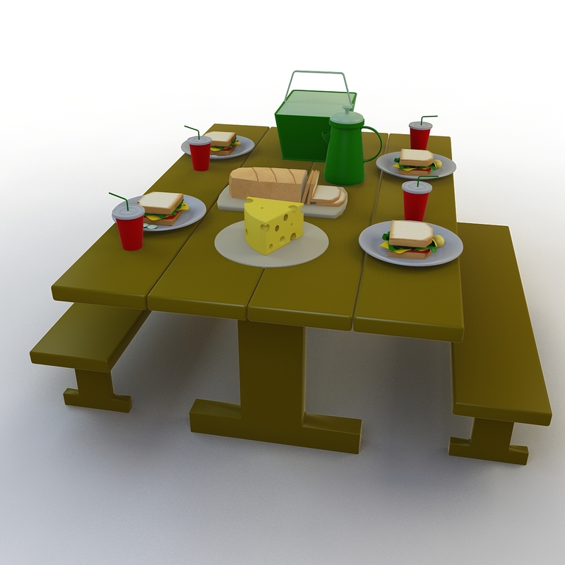 3D model cartoon picnic table - TurboSquid 1150171