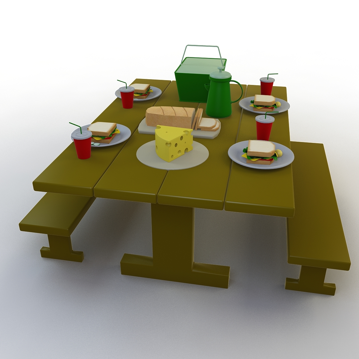 3D model cartoon picnic table - TurboSquid 1150171