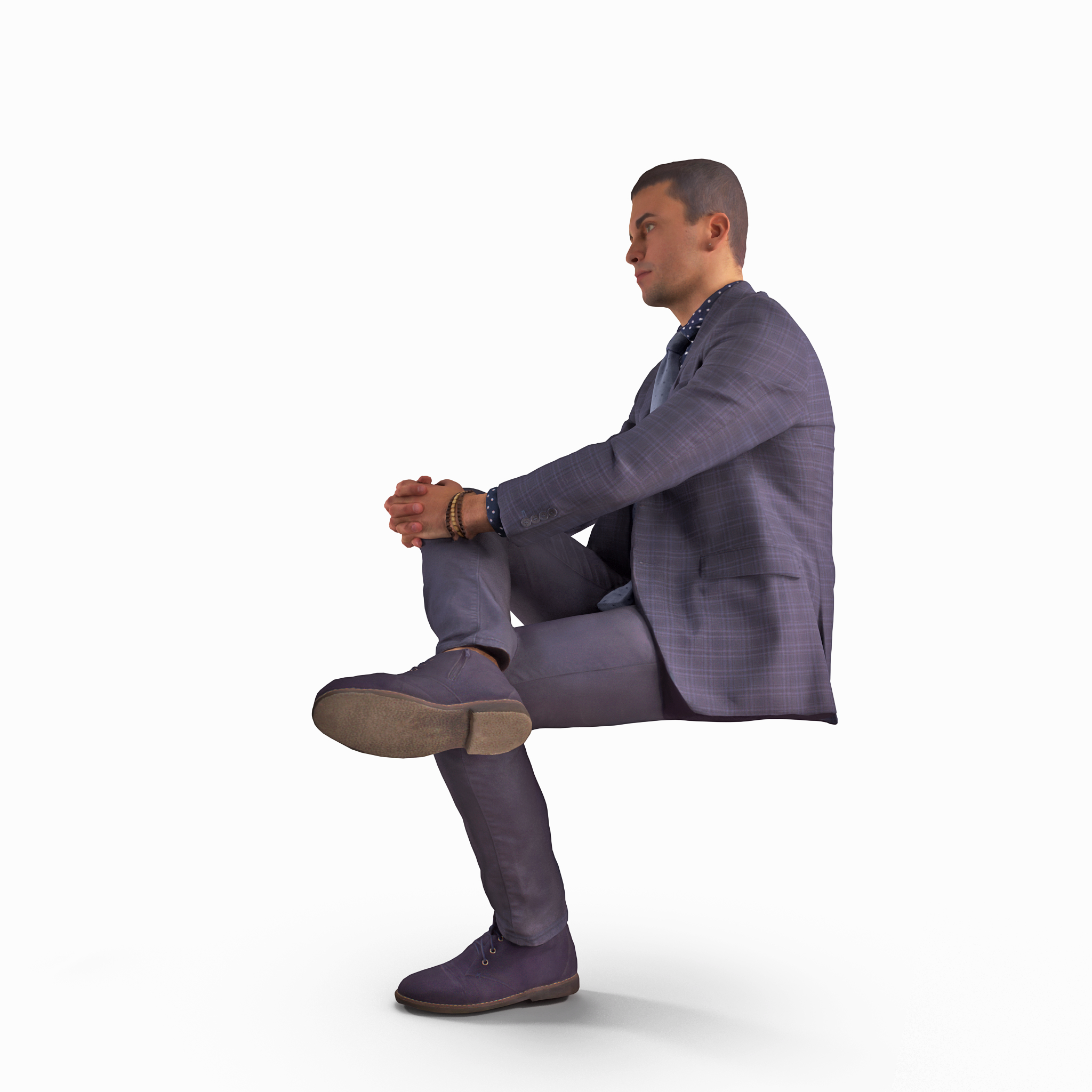 Businessman sitting foot human body 3D - TurboSquid 1151326