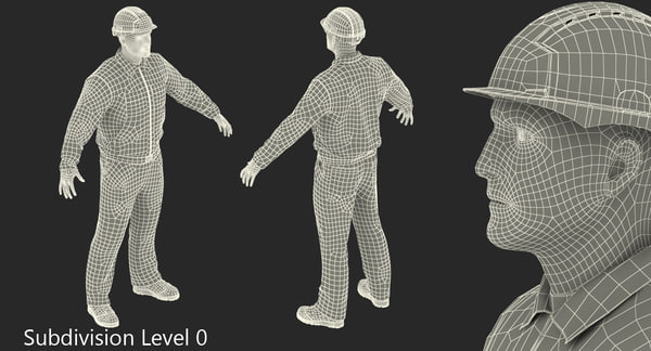 Worker hardhat rigged works 3D model - TurboSquid 1151594