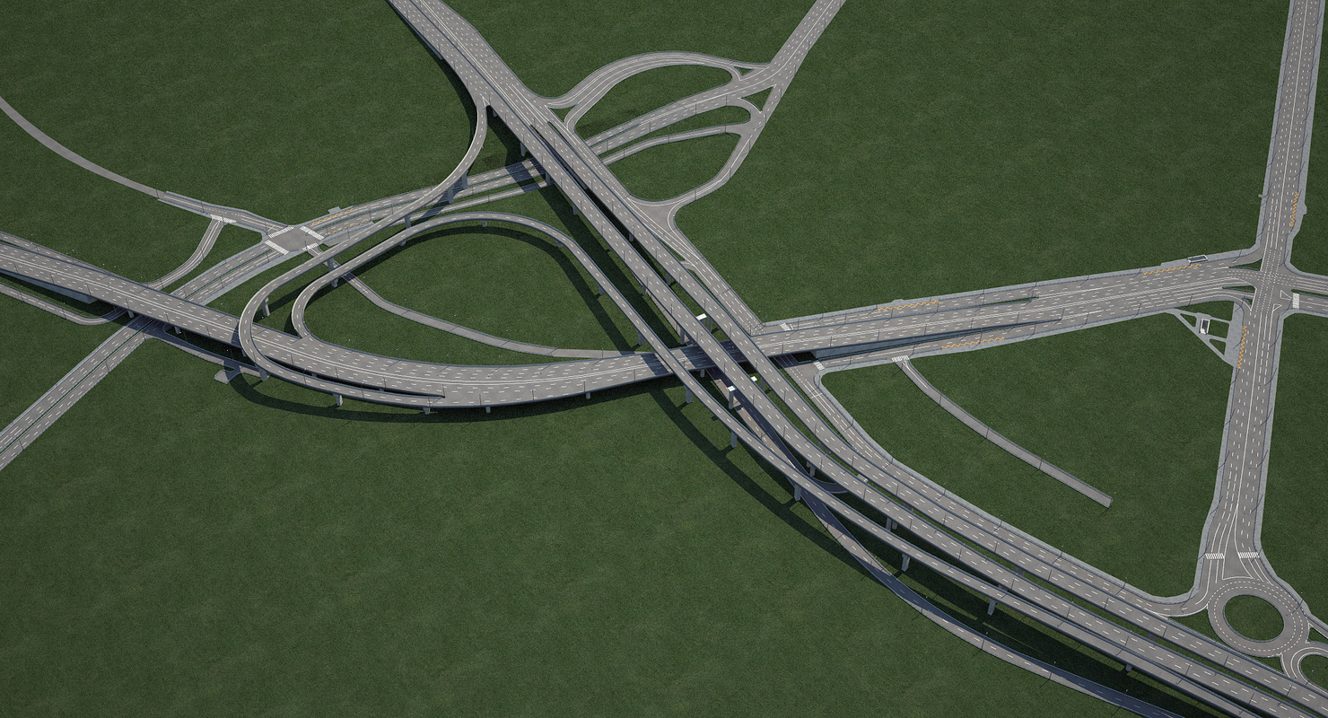 Highway road junction 3D model - TurboSquid 1152100