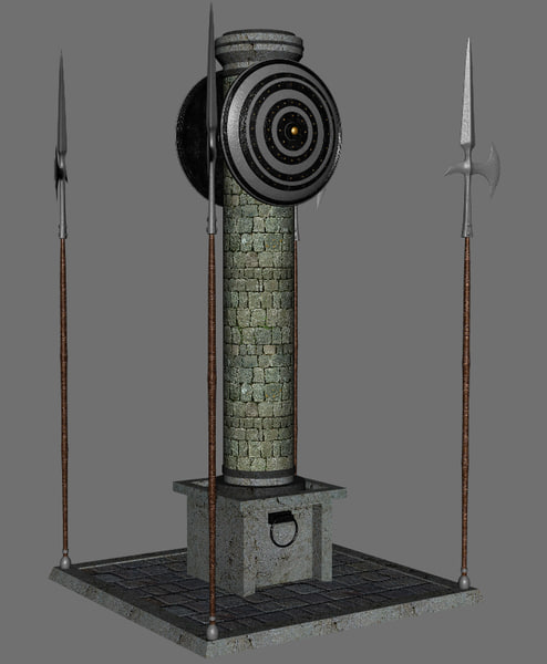 Pilar medieval, lança e escudo Modelo 3D - TurboSquid 1152707