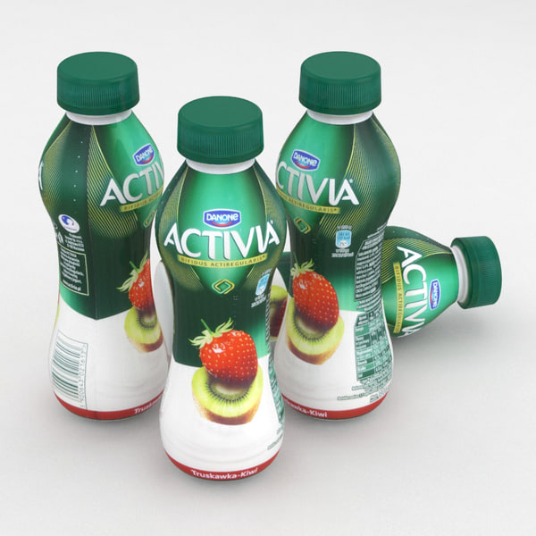 modelo 3d Botella de lácteos Danone Activia Strawberry Kiwi 300g ...