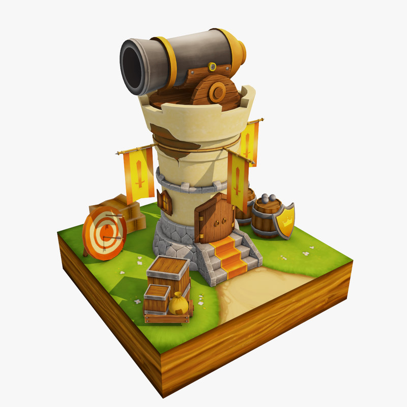 3D fantasy cannon tower - TurboSquid 1155306