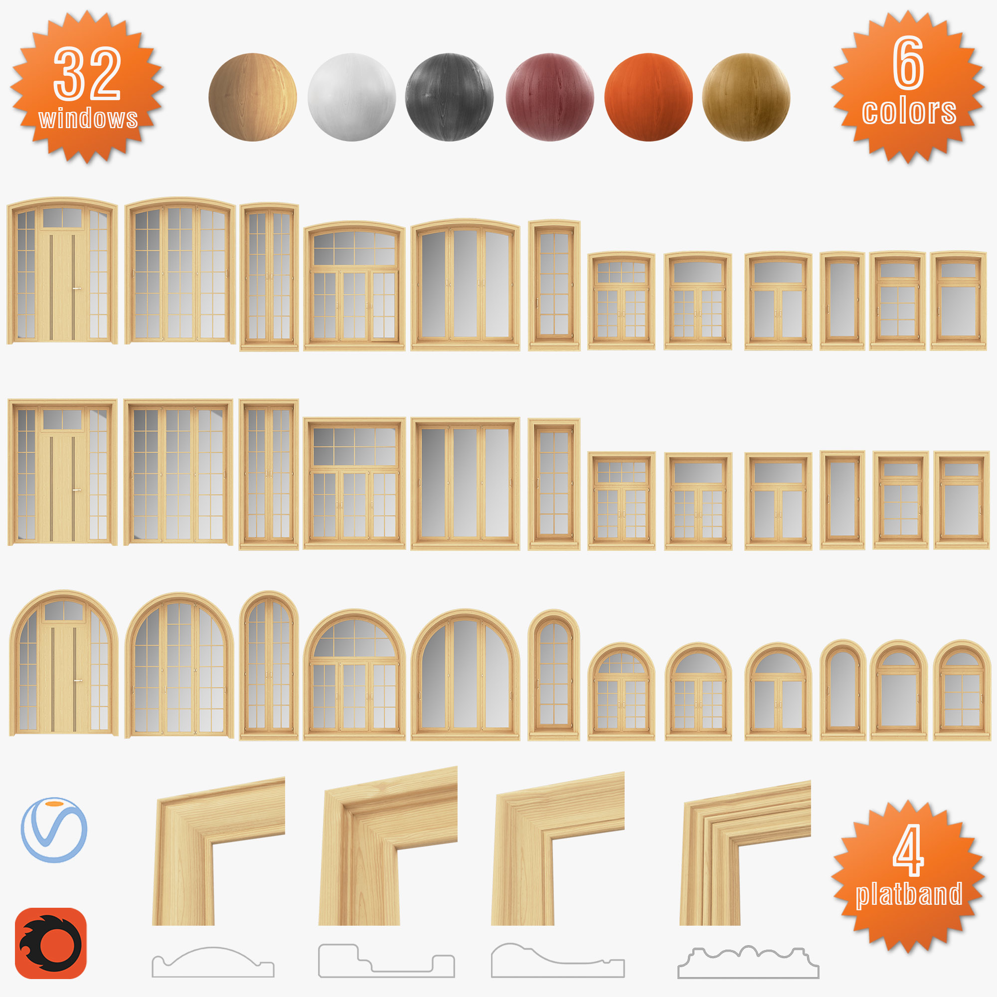 3D set windows solid wood - TurboSquid 1155714