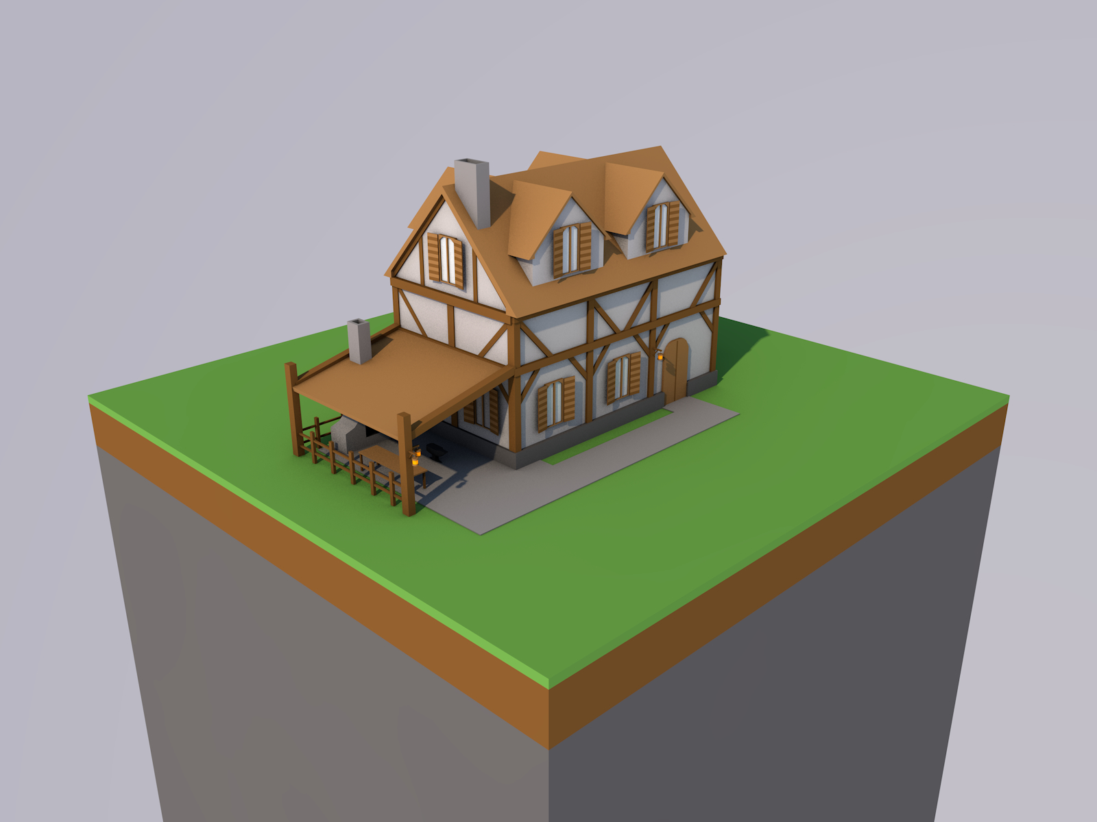3D low-poly medieval house - TurboSquid 1157012