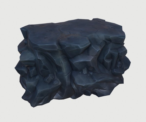 3d low-poly blue asteroid model