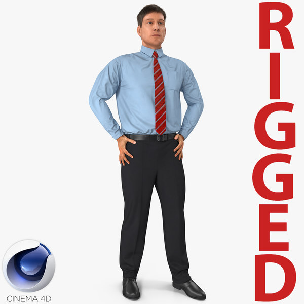 3d office worker standing pose model