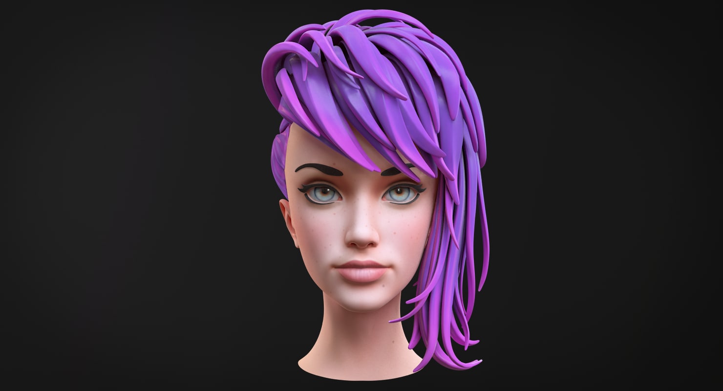 Stylized female head model - TurboSquid 1158905