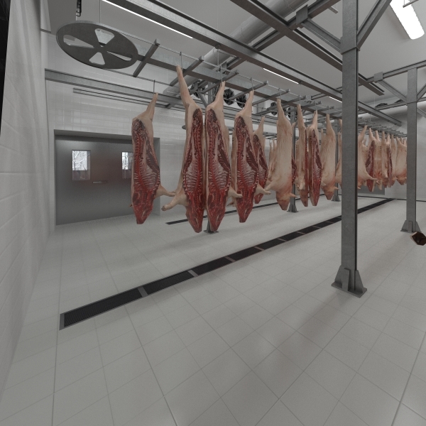 3D slaughter house hanging pork model - TurboSquid 1159044