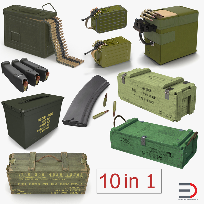 Military gun magazines boxes 3D model - TurboSquid 1162110